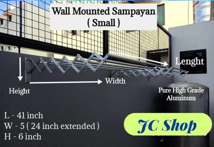 Wall Mounted Sampayan Retractable 6-Poles (Heavy Duty) Small Type (1- meter) | Lazada PH
