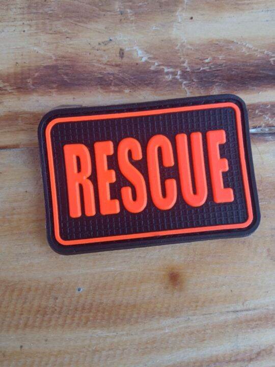 patch rubber logo tulisan RESCUE emblem tempelan topi | Lazada Indonesia