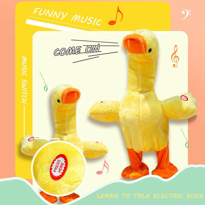 Talking Duck Doll for Kids Boy Girl Battery Powered Plush Dolls Songing ...