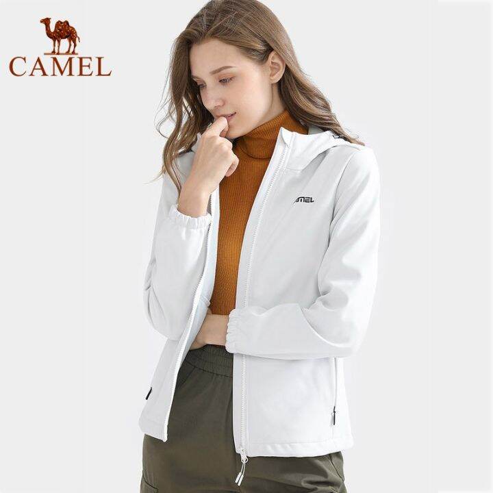 Camel outdoor women's soft shell coat water-repellent camping jackets ...