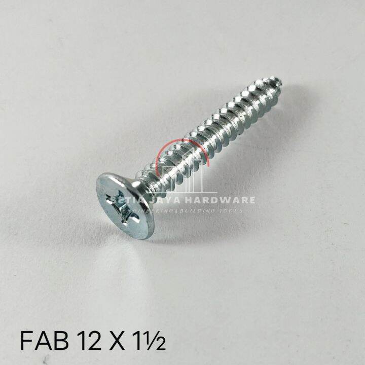 [25 pcs] Sekrup Fab 12 x 1 1/2" | Fab 12 x 11/2 inch | Sekrup Putih ...