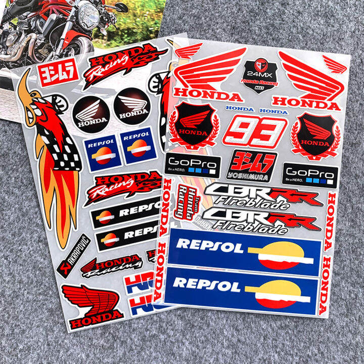 Honda Motorcycle Reflective Sticker Wing Fuel Tank Body Side Logo Front ...