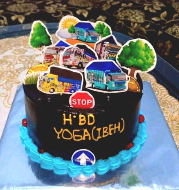 Topper cake kue truk oleng truk besar free nama dan ucapan | Lazada ...