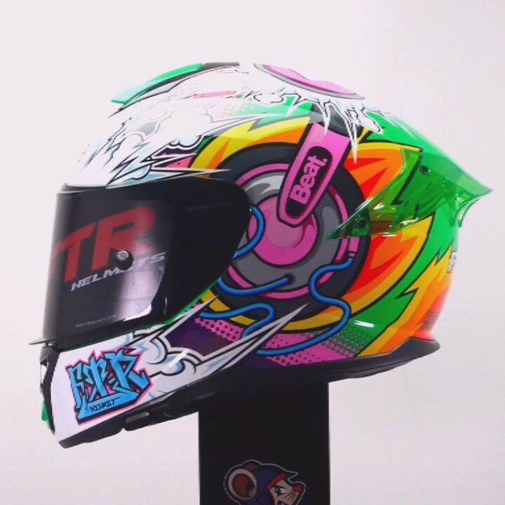 Helmet Full Face FTR XR2 Pro Printed Music Dual Visor with Free Visor ...