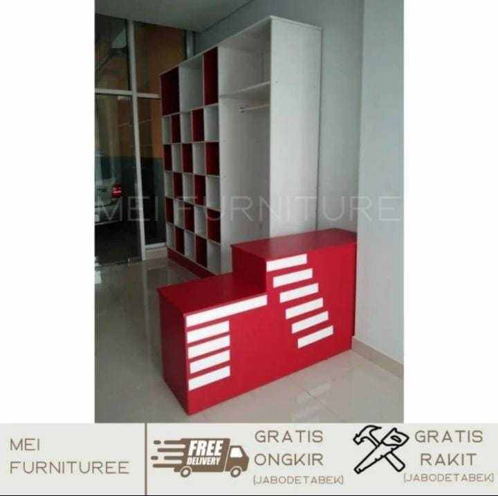Satu paket Meja laundry dan rak laundry - Meja kasir / Etalase toko ...