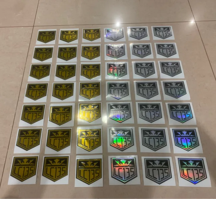 STICKER EMBLEM LC135 CROWN LOGO SIDE COVER HOLOGRAM GOLD LEG SHIELD ...