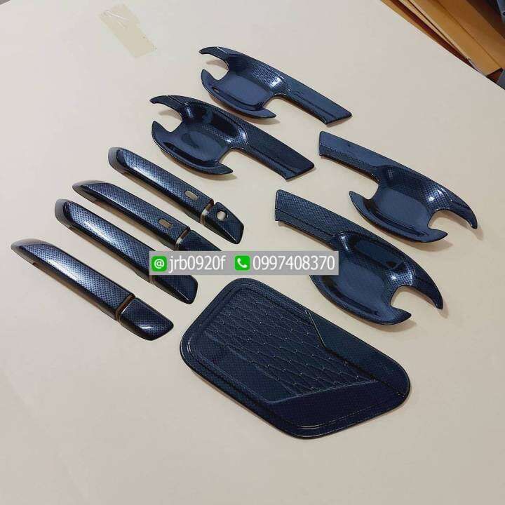 ชุดเบ้า+มือจับมีปุ่มกด+ครอบฝาถัง ISUZU MU X ลายคาร์บอนเคฟล่า ใส่ปี 2021 ...