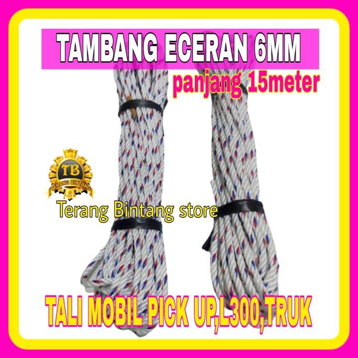 TALI TAMBANG 6MM (15METER)/TALI TAMBANG PICK UP,L300,LOSBAK,TRUK,TALI NYLON,TALI PLASTIK,TALI ...