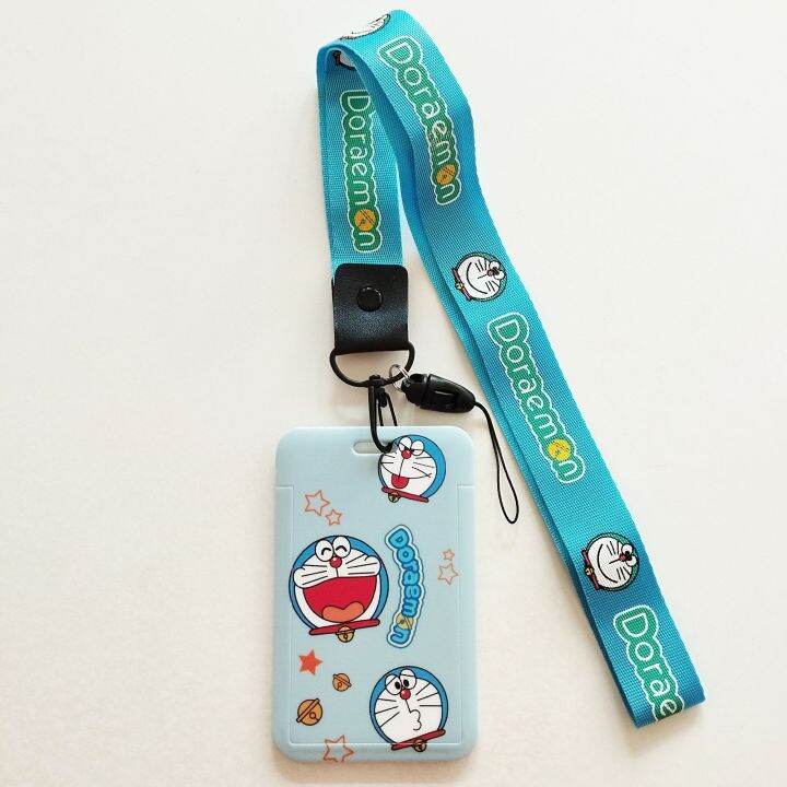 Doraemon ID Card Holder Lanyard 1 Name Tag Gantungan Kalung Wadah Kartu ...