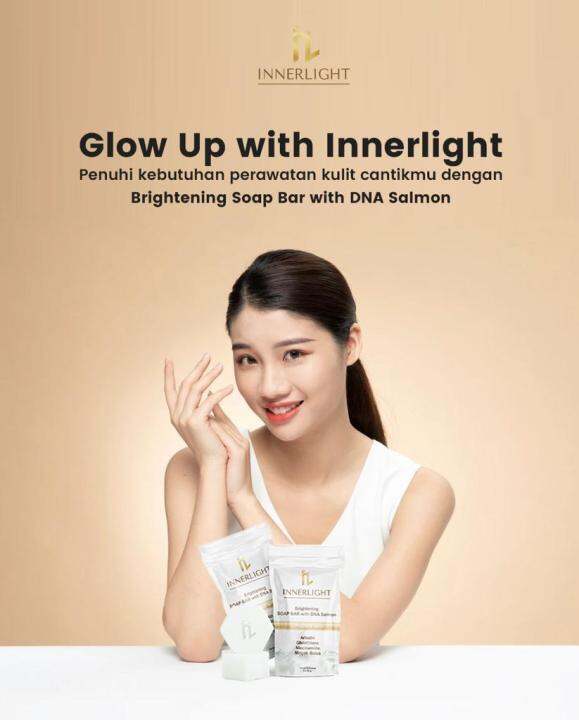 Innerlight Brightening Soap bar with DNA Salmon Arbutin Niacinamide glutathione Sabun mandi dan ...
