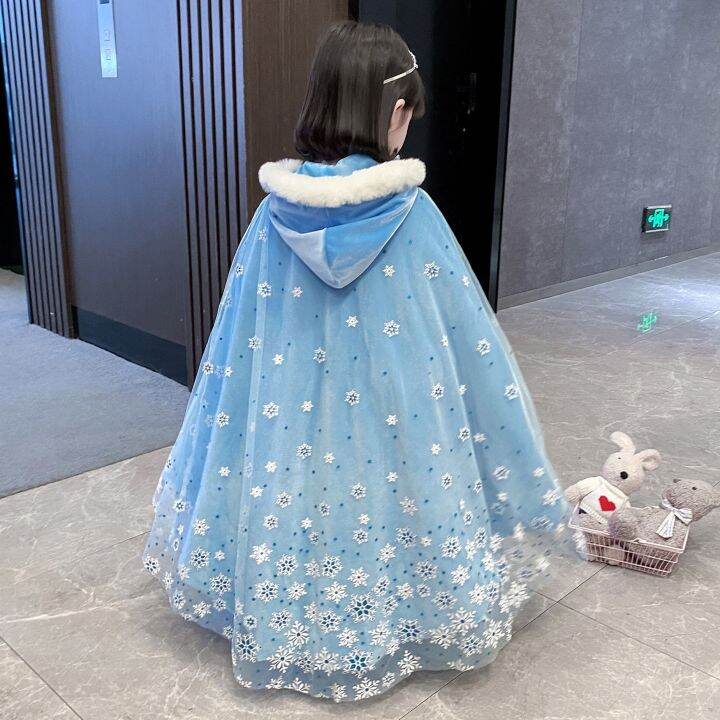 Frozen Princess Elsa Cloak Autumn and Winter Elsa Halloween Girls Outer ...