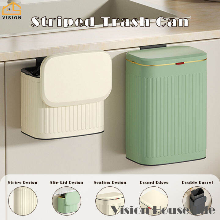 Vision Stainless Steel Wall-mounted Trash Can with Sliding Cover ...