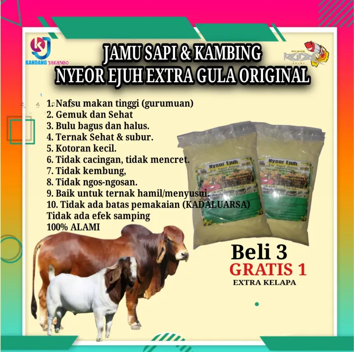 PAKET 2 KG JAMU SAPI NYEOR EJUH EXTRA GULA PENAMBAH NAFSU MAKAN SAPI ...