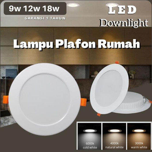 Lampu downlight LED 3 warna 6 watt/9 watt panel LED/lampu plafon ...