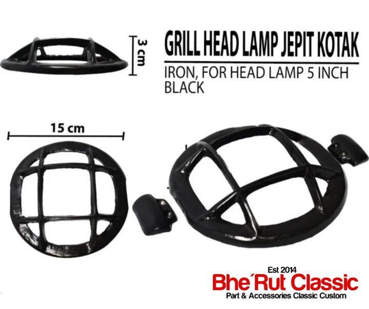 Gril Grill Headlamp Lampu Depan Jepit Kotak Hitam | Lazada Indonesia