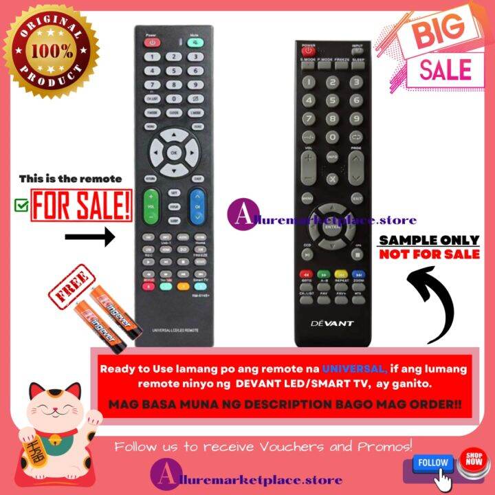 Ready to Use Universal TV Remote for Devant LED TV Remote for Devant ...