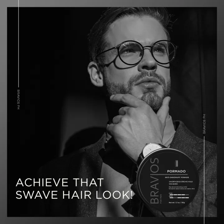 BRAVIOS PORMADO ANTI DANDRUFF POMADE STRONG HOLD WAX BASED 50G FOR MEN ...