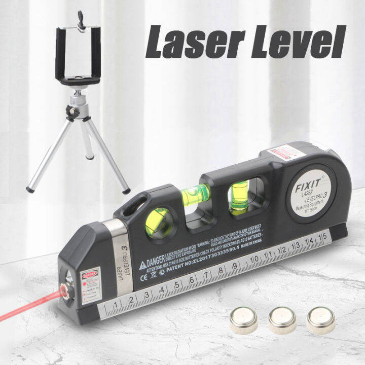 Multifunctional Laser Level Horizon Vertical Measure 8FT Aligner Standard and Metric Tape Rulers ...