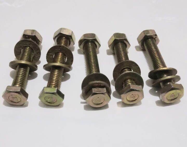 PAKET 5 PCS MUR BAUT HEX M6 X 40 KUNING LENGKAP DENGAN RING 2PCS SETIAP ...
