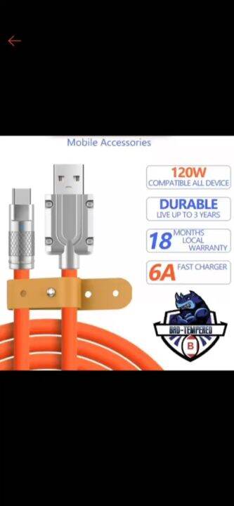 6A 120W Metal USB charging data cable Micro USB TYPE-C fast charging data cable | Lazada PH