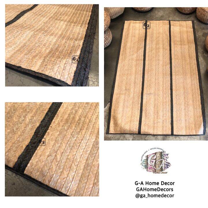 Black Lines Rectangle Buri Carpet - Natural Material | Lazada PH
