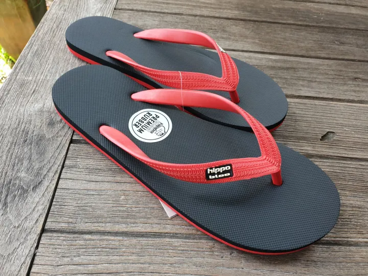 รองเท้าแตะ hippobloo สีดำสายแดง | Lazada.co.th