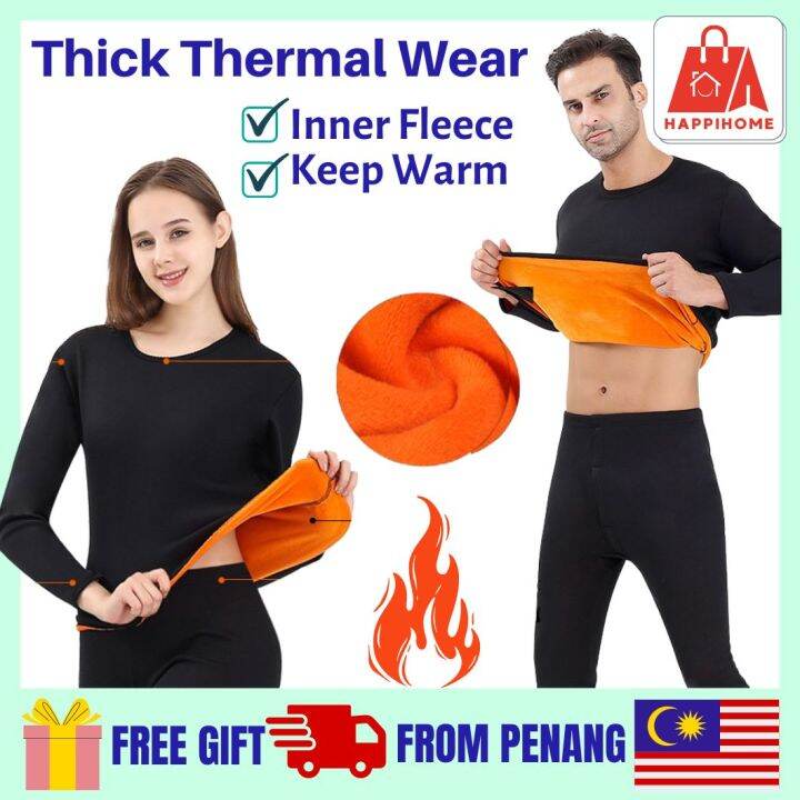 Men Women Winter Inner Wear Thick Clothing Shirt with Pant Set Warm ...