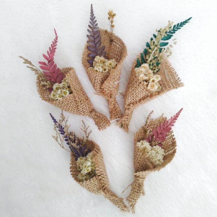 buket mini bunga kering - buket bunga rustic - buket bunga kain goni ...