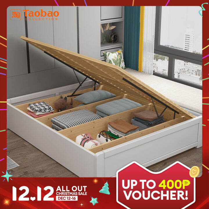 No Bedside Solid Wood Bed Modern Minimalist Small Apartment Tatami Air ...