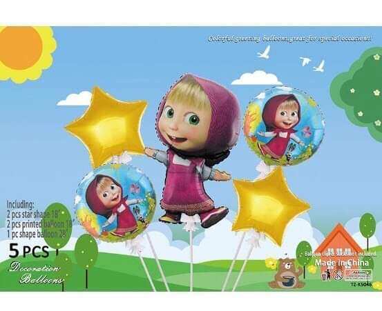 5 in 1 masha set /masha 5 in 1 foil balloon / masha theme party balloon ...