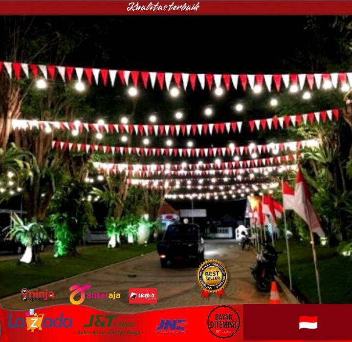 bendera segitiga warna warni 5 meter bendera kain segitiga bendera hias ...