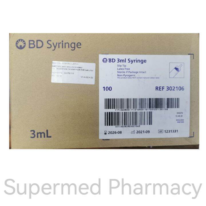 BD 3ml Syringe without Needle (Luer-Slip Tip) 100's (box) | Lazada