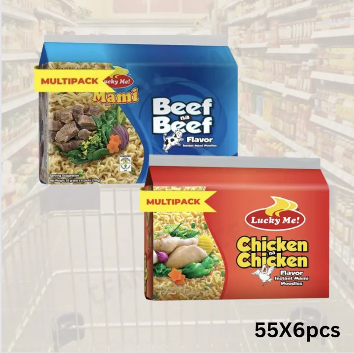 #141 LUCKY ME INSTANT NOODLE BEEF & CHICKEN MULTIPACK 55g x 6 | Lazada PH