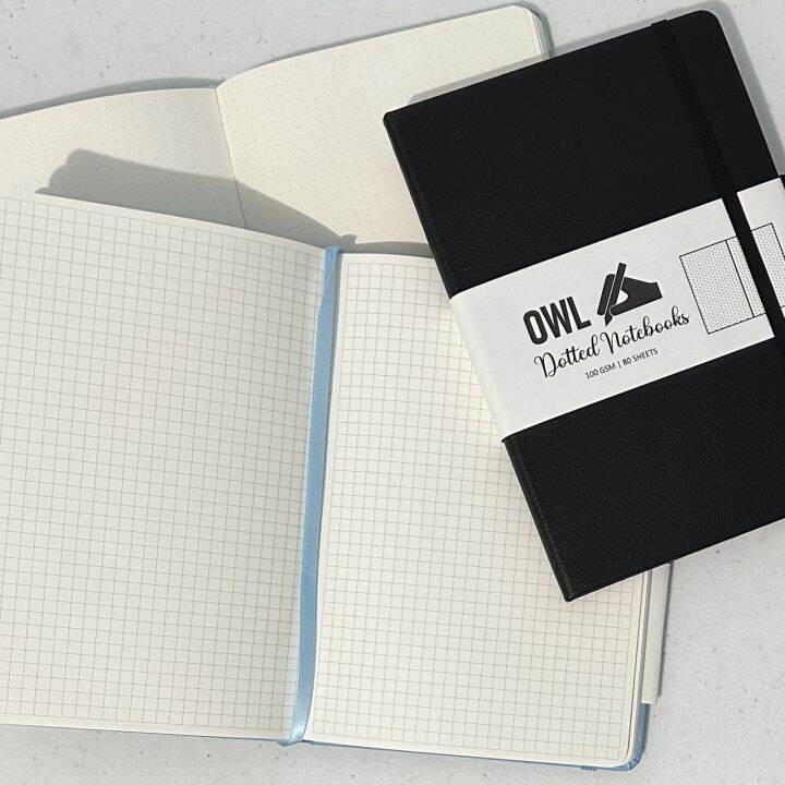 Owl Notebooks 100 GSM DOTTED GRID BLANK Journals - A5 size with garter ...