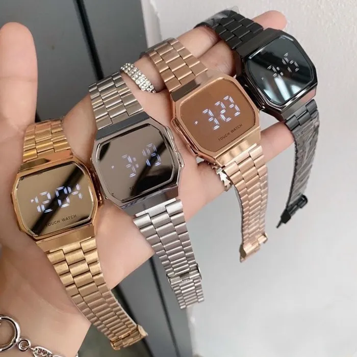 Unisex LED Touch Watch Original Fashion LED Digital Stainless Gold ...