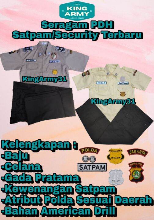 SERAGAM SECURITY /SERAGAM SATPAM BARU COKLAT/SERAGAM PDH COKLAT baju ...