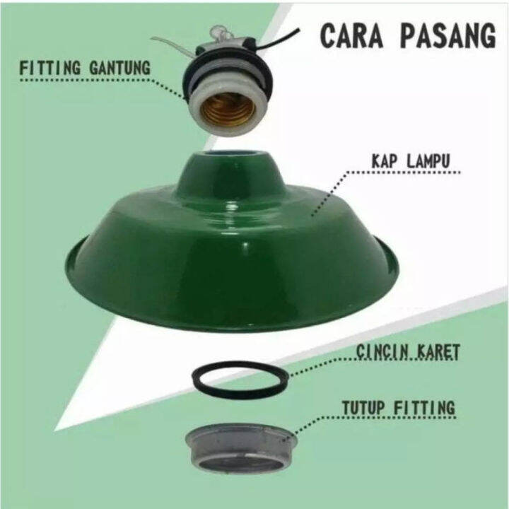 Kap lampu gantung/gantungan lampu/kap WD hijau + fitting E27 satu set/gantungan lampu jalan,cafe ...