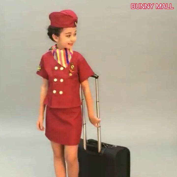 Kids Airline Pilot Captain Career Stewardess Costume for Girls Boys ...