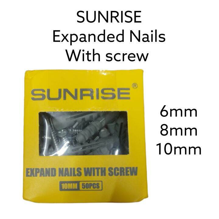 SUNRISE EXPANDED NAIL TOX SCREW 50 pcs per pack 6mm 8mm 10mm | Lazada PH