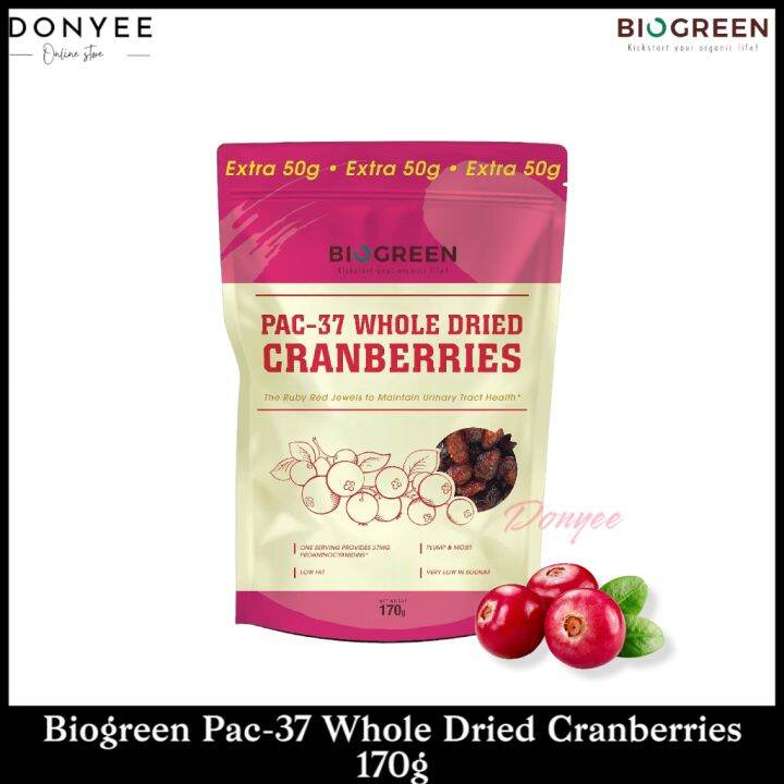 Biogreen Pac-37 Whole Dried Cranberries 170g | Lazada
