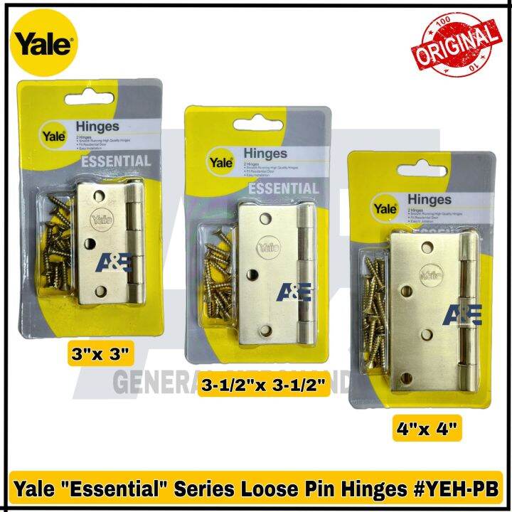 Yale "Essential" Series Loose Pin Hinges #YEH-PB US4 (Satin Brass ...