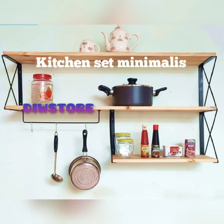 RAK BESI 3 SUSUN RAK GANTUNG RAK BESI AMBALAN KITCHEN SET MINIMALIS ...