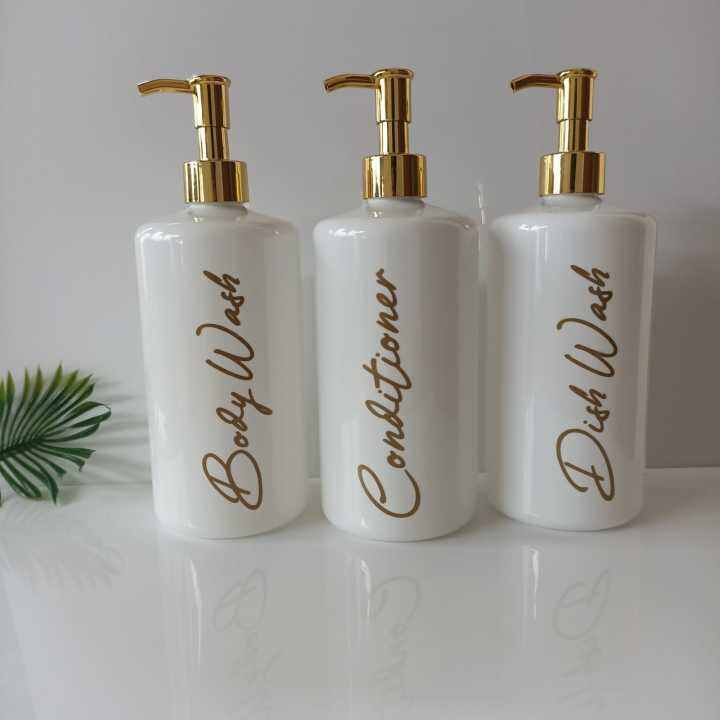 Botol Sabun Cair Aesthetic 500ml Pump Luxury Gold Tempat Isi Ulang ...