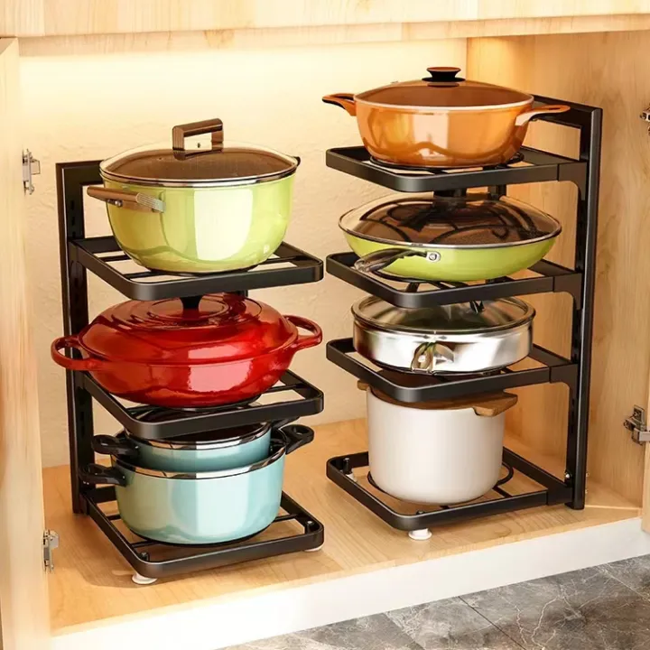Stainless Steel Pot and Pan Rack organizer Under sink rack 2-4 Tiers ...