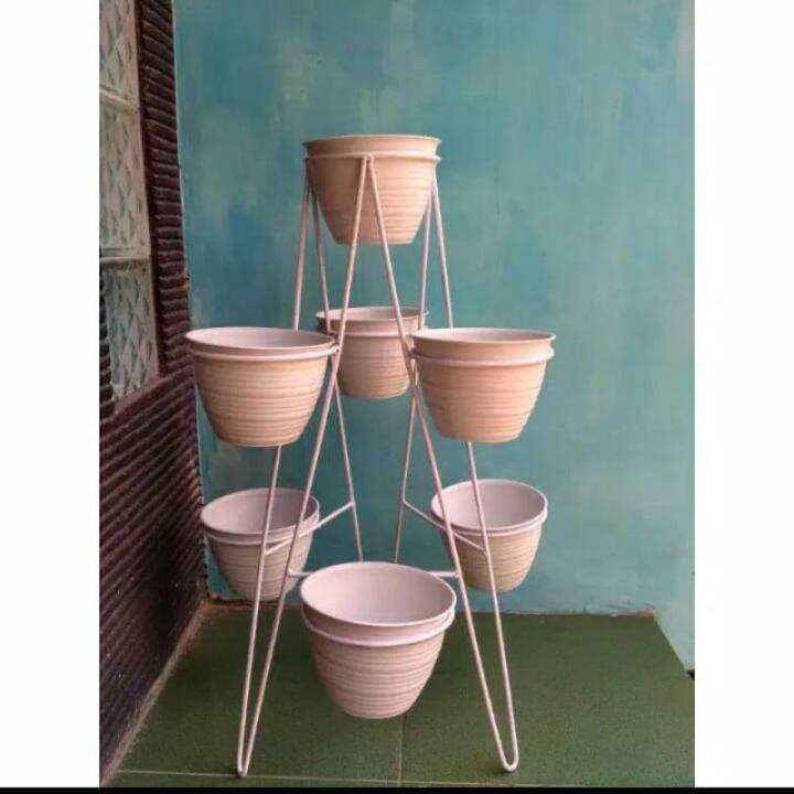 STANDING POT MENARA 7 IN 1 / RAK BUNGA RAK POT BESI ISI 7 POT | Lazada ...