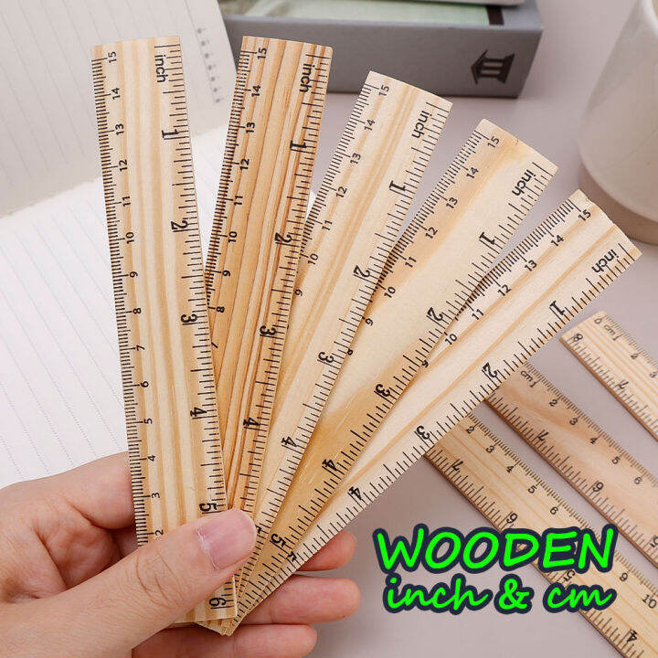 YESPERY 15/20cm Wooden Ruler inch & cm 2 in 1 Students Stationery Ruler ...