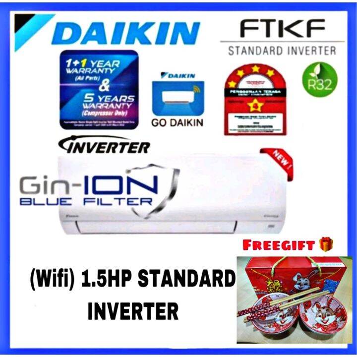 DAIKIN 1.5HP STANDARD INVERTER R32 AIR-CONDITIONER FTKF-SERIES BUILD-IN WIFI (GIN-ION) (FTKF35B ...