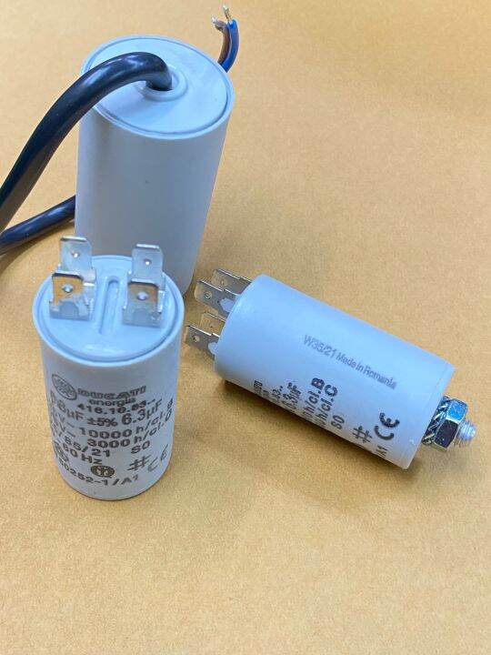 (แพ็ค1ชิ้น) คาปาซิเตอร์ 6.3UF 450VAC แบบสาย แบบน็อตM8 แบบเสียบหางปลา ...