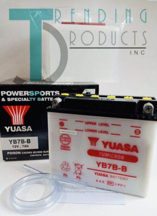 Yuasa Motorcycle Battery, Yuasa YB7B-BA, High Performance, Conventional 12V 10HR, Made in ...