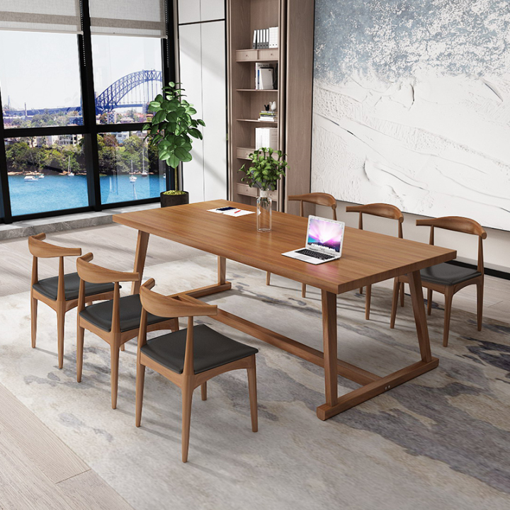 Scandinavian Solid Wood Minimalist Office Desk Large Conference Table ...